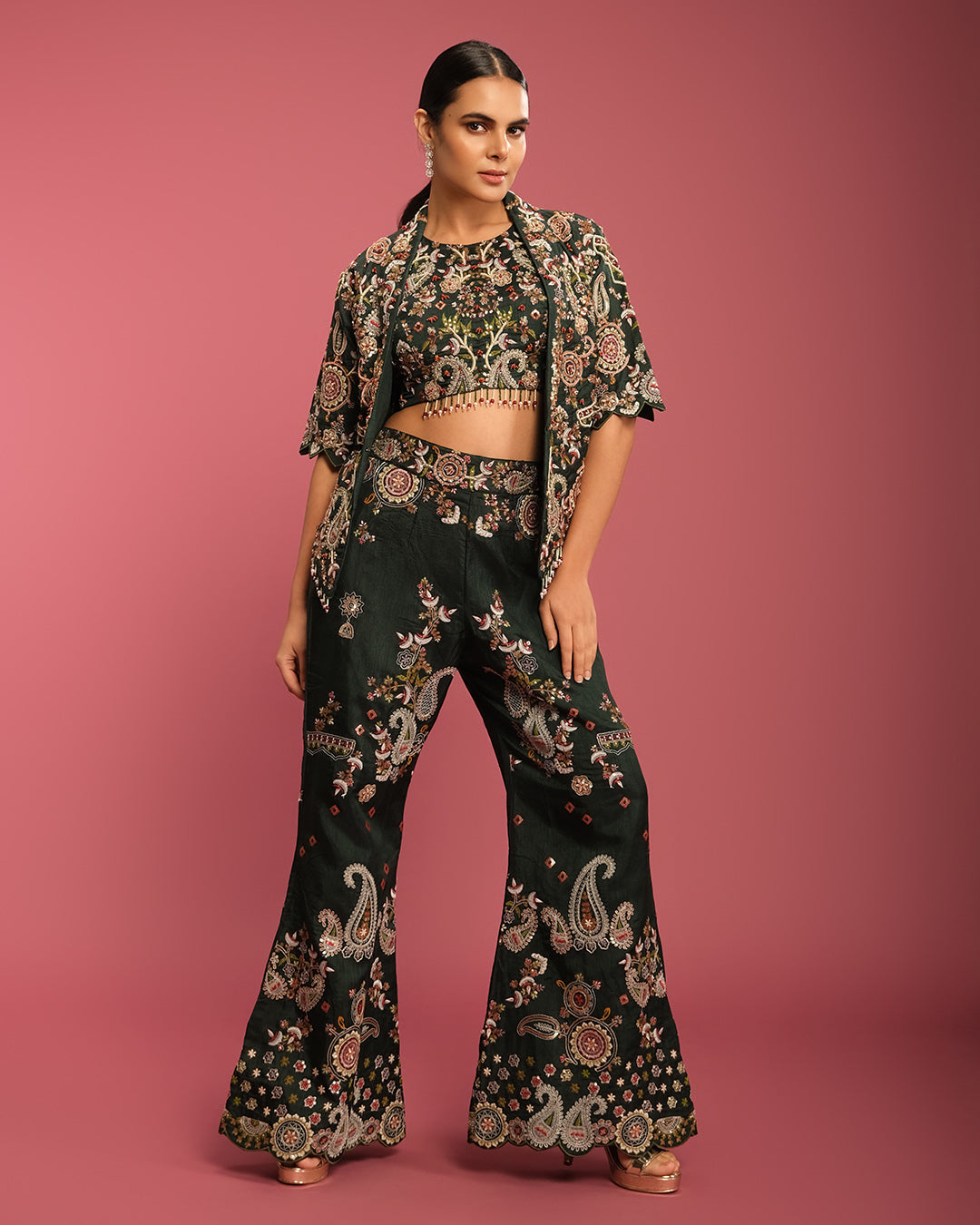 Forest Muse Multicolor Thread Embroidered Fusion Set – Roopkala Global